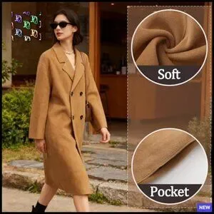 Jackets & Coats | Wool Blend Long Pea Coat Classic Double Breasted ...